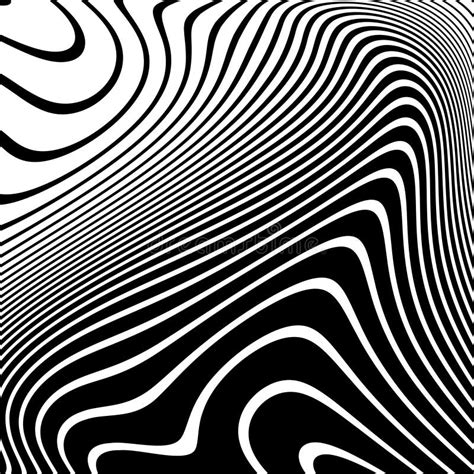 Wavy Lines Pattern With 3d Illusion And Motion Effect Black And White Texture Stock Vector