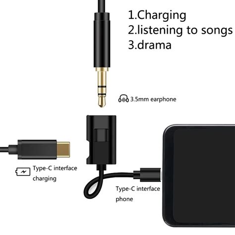 In Usb Type C Adapter Charger Audio Cable Type C To Mm Jack Aux Headphone Adapter