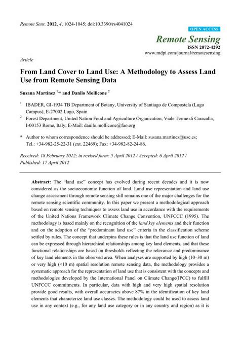 PDF From Land Cover To Land Use A Methodology To Assess Land Originated From Land Use