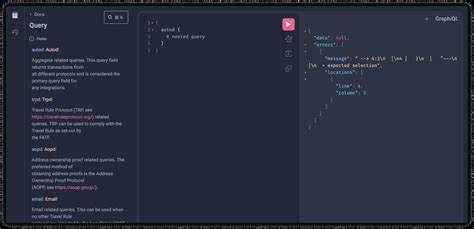 Browsing Api Docs In Graphiql 21 Travel Rule Product Documentation