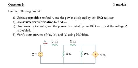 Question 2 4 Marks For The Following Circuit A