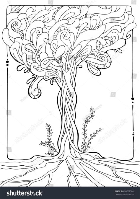 Coloring Page Adults Decorative Illustration Tree Stock Vector Royalty