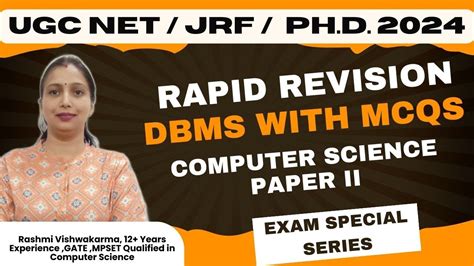 Ugc Renet August 2024 Data Base Dbms Important Topic With Mcqs 100 Sure Topic By