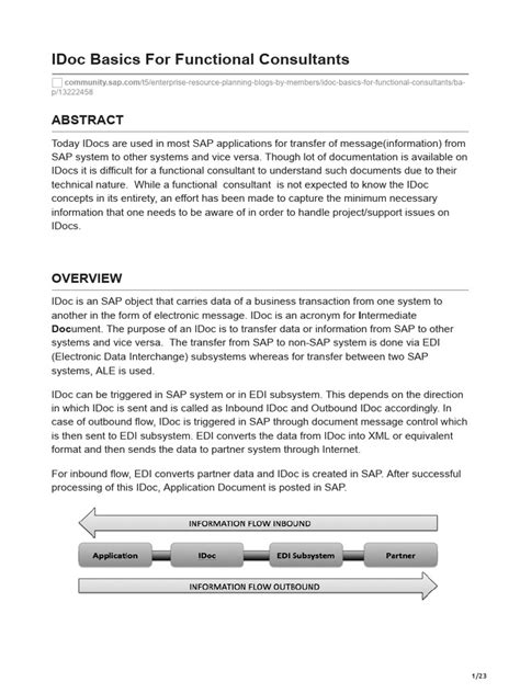 Idoc Basics For Functional Consultants Pdf Electronic Data