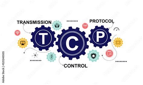 Tcp Icon Keyword With Flat Design Transmission Control Protocol Acronym Business Concept