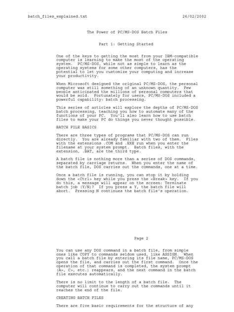 Batch Files Explained Pdf Dos Command Line Interface
