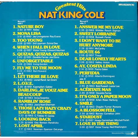 Nat King Cole Greatest Hits Vinyl 2lp 1976 Nl Original Hhv