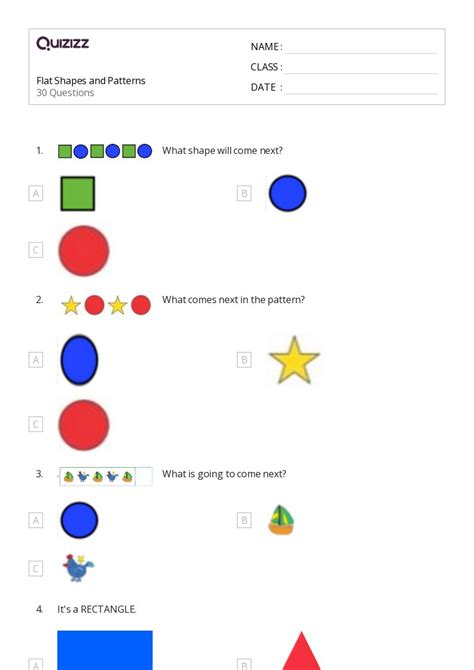 50 Shape Patterns Worksheets For 2nd Class On Quizizz Free And Printable