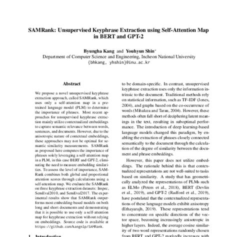 Samrank Unsupervised Keyphrase Extraction Using Self Attention Map In