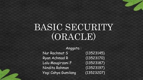 Basic Security Oracle Ppt
