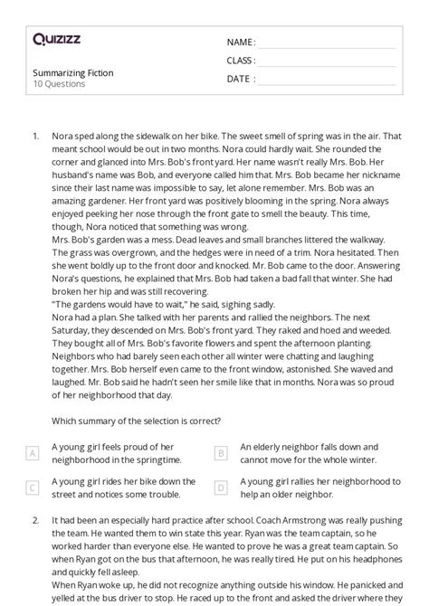 50 Summarizing Worksheets For 5th Class On Quizizz Free Printable