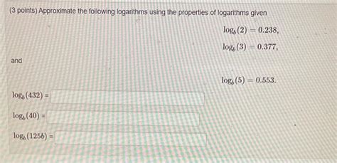 Solved Points Approximate The Following Logarithms Using Chegg