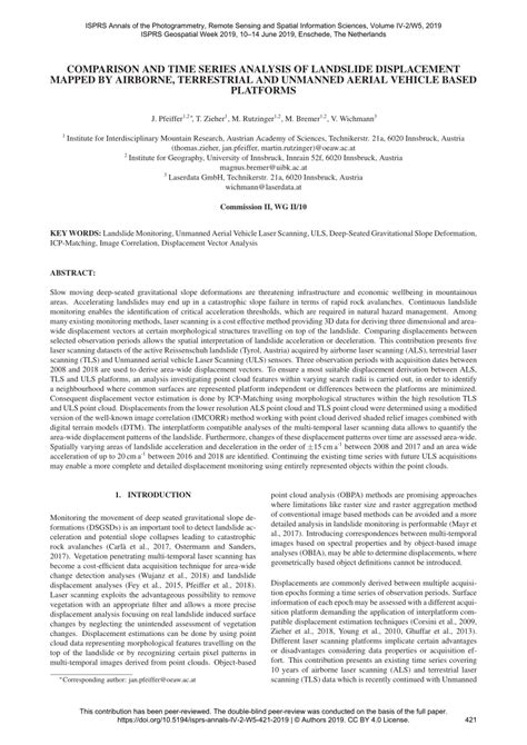 Pdf Comparison And Time Series Analysis Of Landslide Displacement Mapped By Airborne