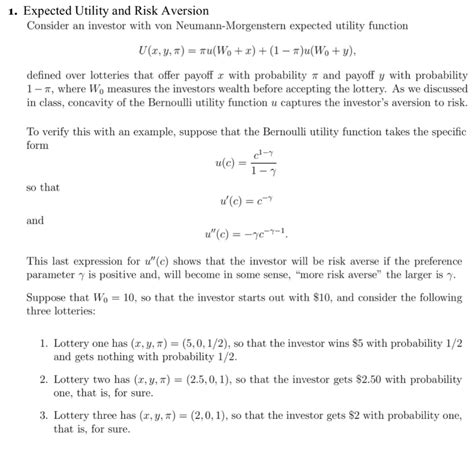 1 Expected Utility And Risk Aversion Consider An