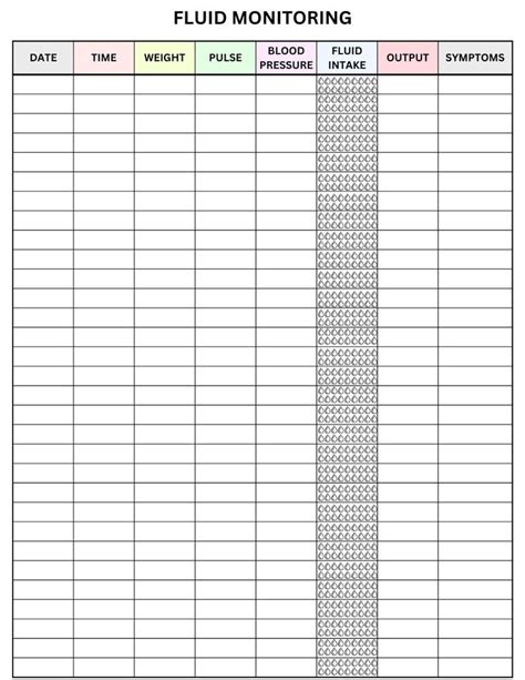 Fluid Intake And Output Monitoring Sheet Printable Vital Signs Flow