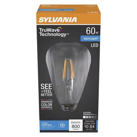 Sylvania Truwave St19 60 Watt Clear Led Light Bulb Daylight Shop