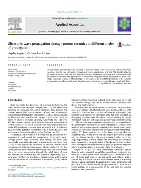 Pdf Ultrasonic Wave Propagation Through Porous Ceramics At Different Angles Of Propagation