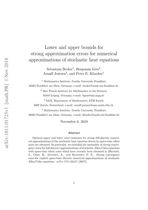Pdf Lower And Upper Bounds For Strong Approximation Errors For