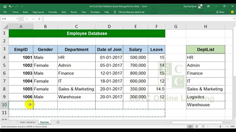Unit 32 Data Validation Input Message Error Alert Youtube