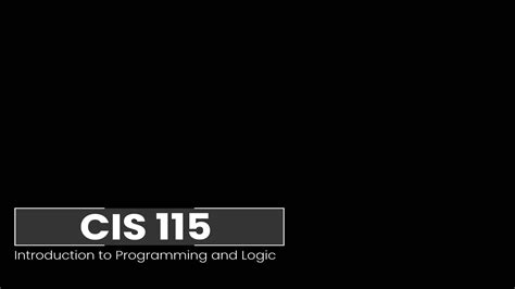 Cis 115 Introduction To Programming And Algorithms On Vimeo