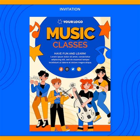 Free Psd Flat Design Music Classes Template