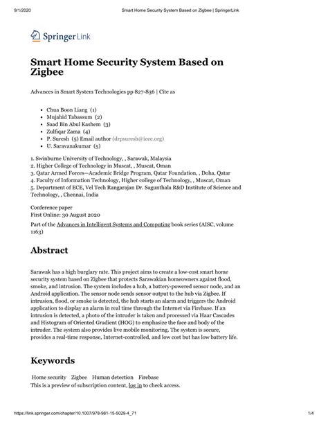 pdf smart home security system based on zigbee