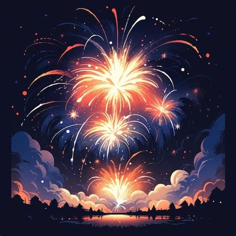 Premium Ai Image Fireworks Design Graphic For Tshirt