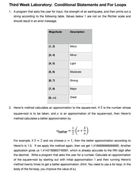 Third Week Laboratory Conditional Statements And For