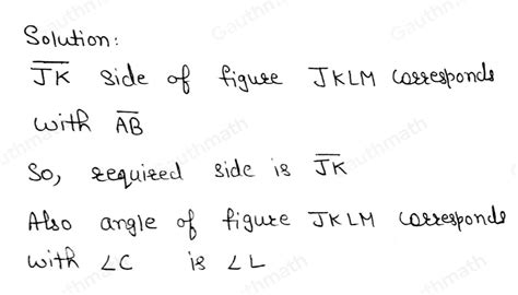 Solved Which Side Of Figure Jklm Corresponds With Overline [geometry