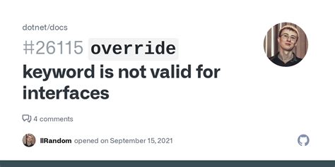 `override` Keyword Is Not Valid For Interfaces · Issue 26115 · Dotnetdocs · Github