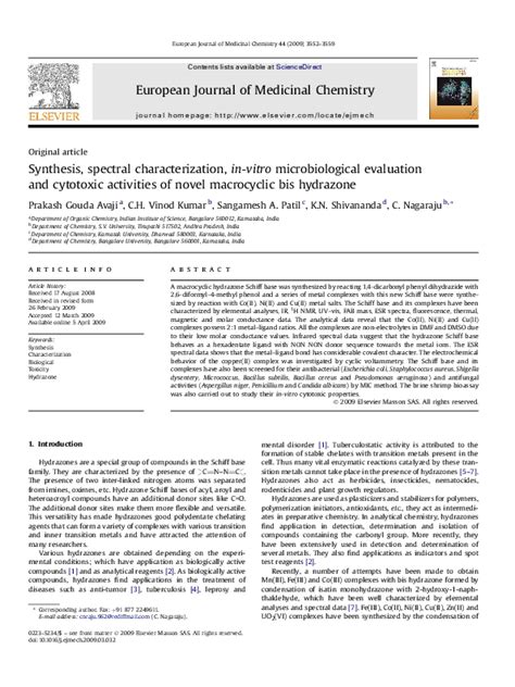 Pdf Synthesis Spectral Characterization In Vitro Microbiological