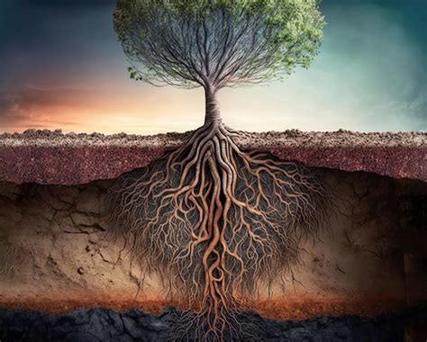 Premium Photo Root System Of A Tree Growing Deep Through Layers Of Soil And Ro