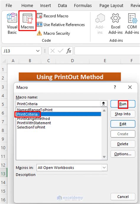 Excel Vba Print Range Of Cells 5 Easy Methods