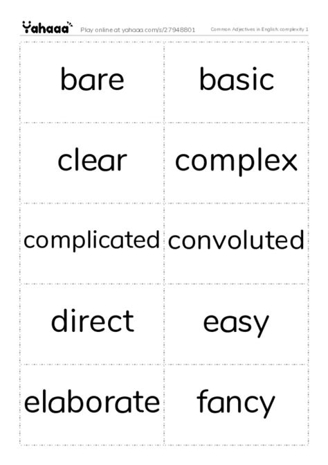 Free Worksheet On Common Adjectives In English Complexity 1 Yahaaa