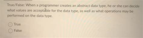 Solved Truefalse When A Programmer Creates An Abstract