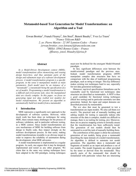 Pdf Metamodel Based Test Generation For Model Transformations An