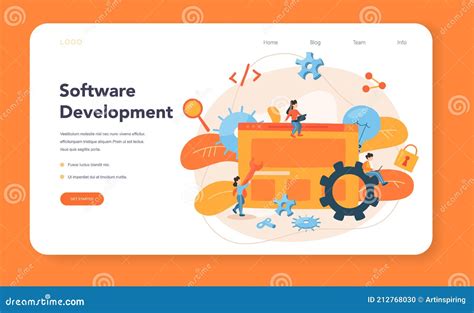 Software Developer Web Banner Or Landing Page Idea Of Programming Stock Vector Illustration