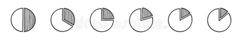 Set Of Doodle Donut Or Pie Charts Hand Drawn Circle Graphs With