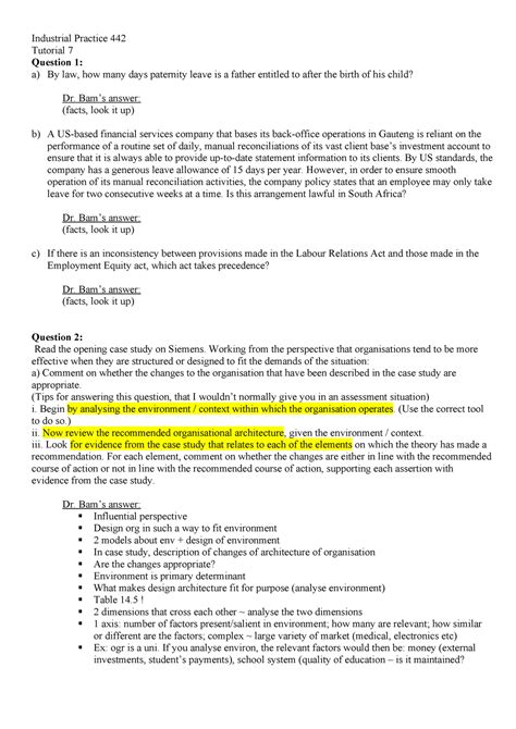 Tutorial Week 7 Answers 10618 SUN Studocu