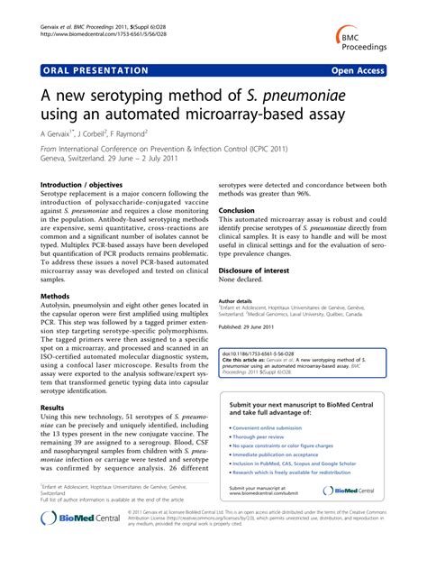 Pdf A New Serotyping Method Of S Pneumoniae Using An Automated