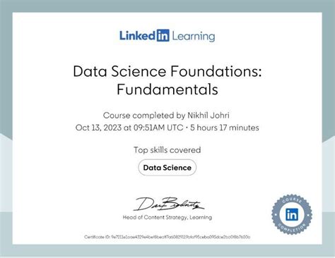 Datascience Lifelonglearning Professionaldevelopment Coursecompletion Nikhil Johri