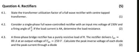 Solved 1 State The Transformer Utilization Factor Of A Full