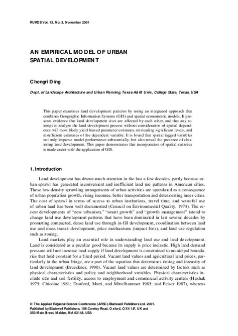 Pdf An Empirical Model Of Urban Spatial Development Chengri Ding