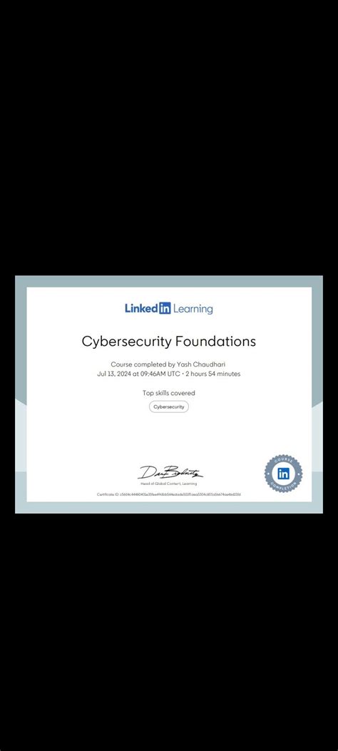 Yash Chaudhari On Linkedin Cybersecurity Linkedinlearning Course