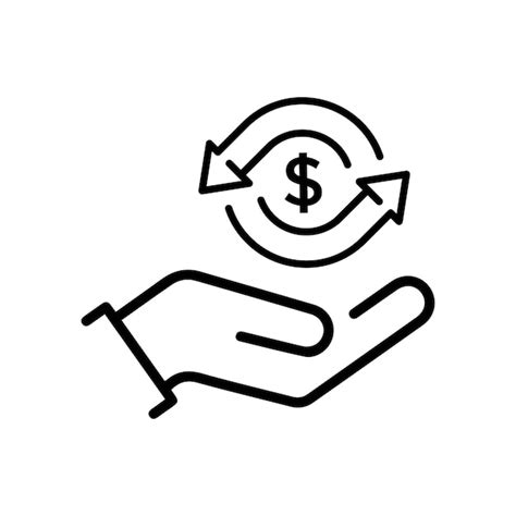 Premium Vector Cash Back Icon Return Money Cash Back Rebate Thin Line Web Symbol On White