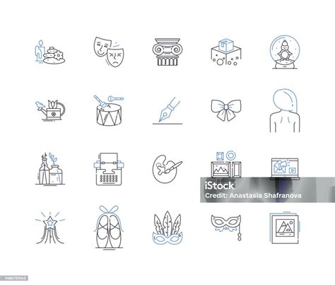 독특한 창조물 라인 아이콘 컬렉션입니다 혁신 독창성 창의성 예술성 독창성 독창성 장인 정신 벡터 및 선형 일러스트레이션 독창성 참신함 기발함 개요 표지판 세트 개성 개념에