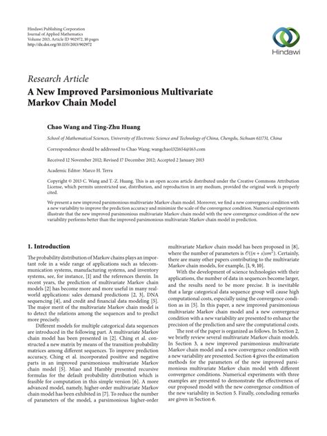 pdf a new improved parsimonious multivariate markov chain model