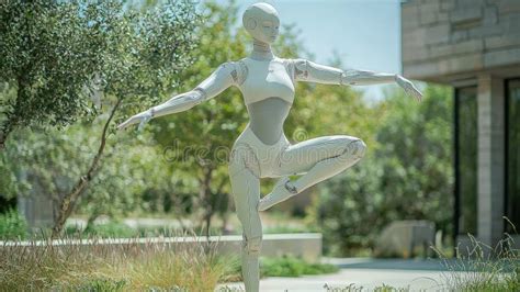 A Captivating Photo Capturing A White Robot Executing A Ballet Pose