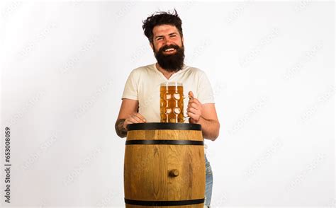 Oktoberfest Festival Smiling Man Tasting Draft Beer Craft Beer At