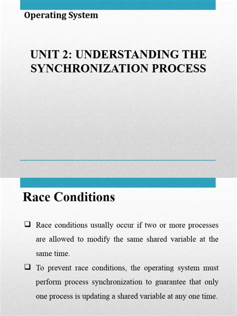 Unit 2 Understanding The Synchronization Process Pdf Process Computing Information